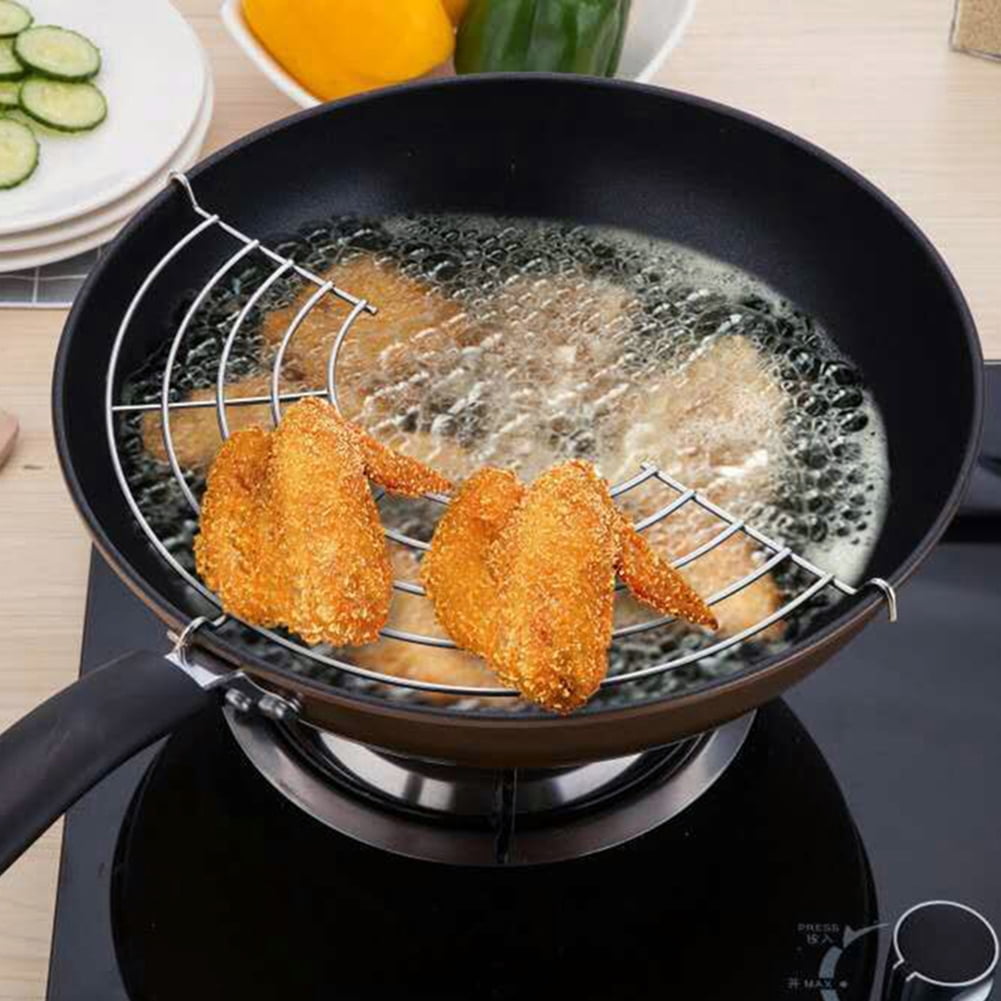 Kaesi 24/26/28/30cm Stainless Steel Semi-circular Frying Pan Oil Drain ...