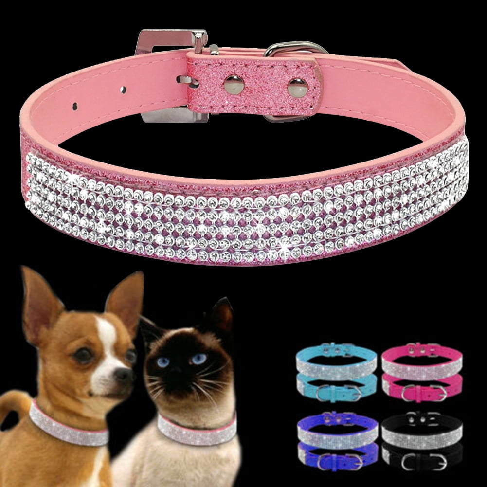 Kaesi Rhinestone Diamante Dog Chihuahua Adjustable Faux Leather Soft ...