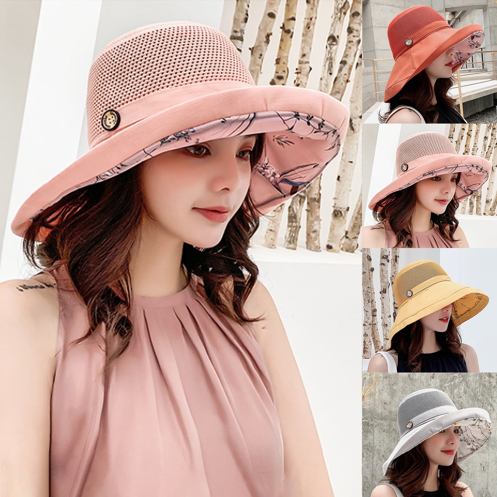 Kaesi Sun Hat Wide Brim UV Protection Skin Friendly Women Bucket Hats ...