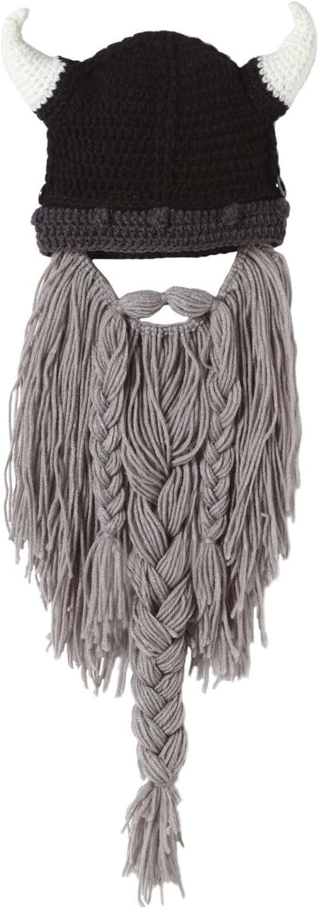 YEKEYI Men's Head Barbarian Vagabond Beanie Foldaway Beard Hats Viking ...