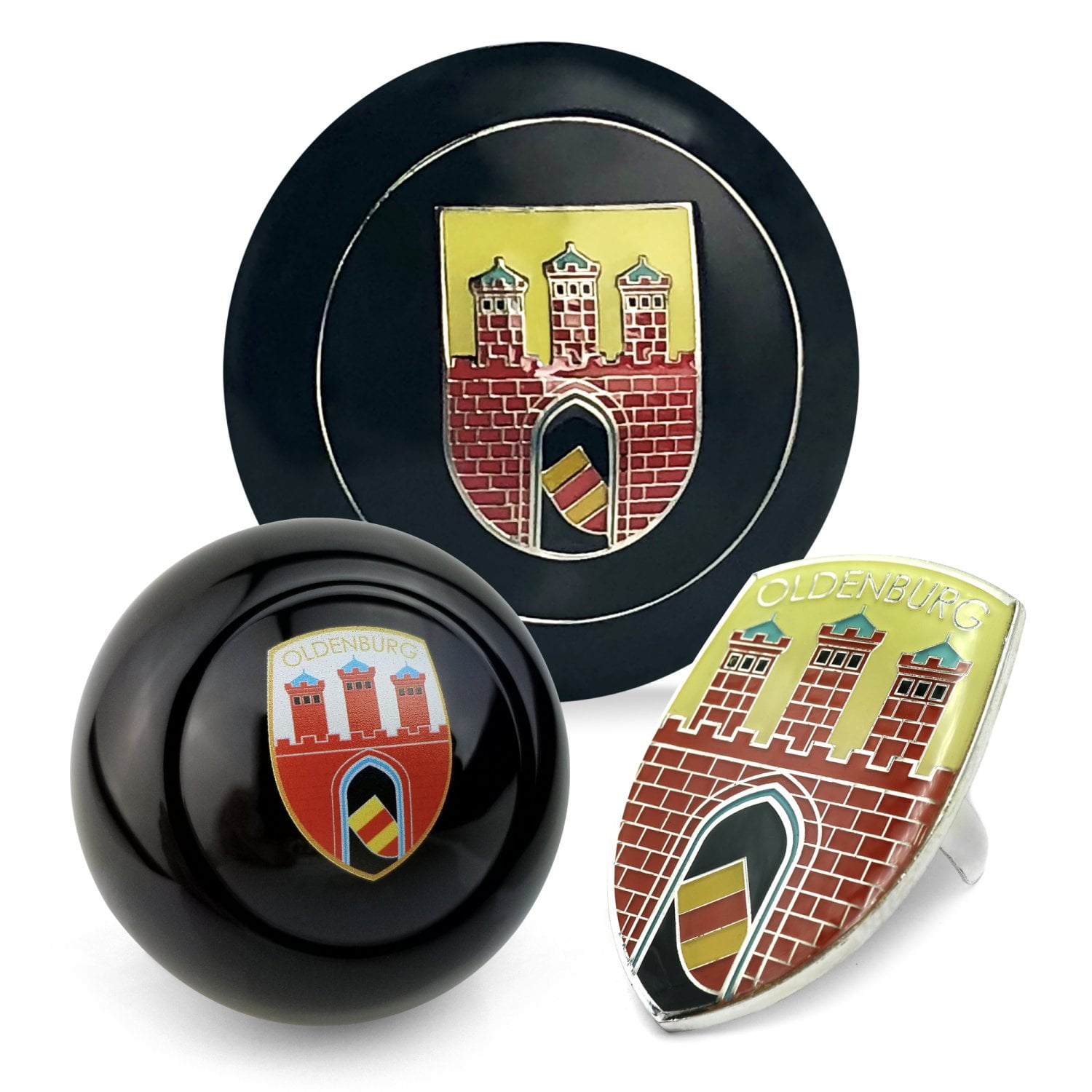 KaferLab 788605 Oldenburg 3Pcs Kit - Horn Button, Hood Crest, & 7mm Shift Knob Bus Bug Ghia ...