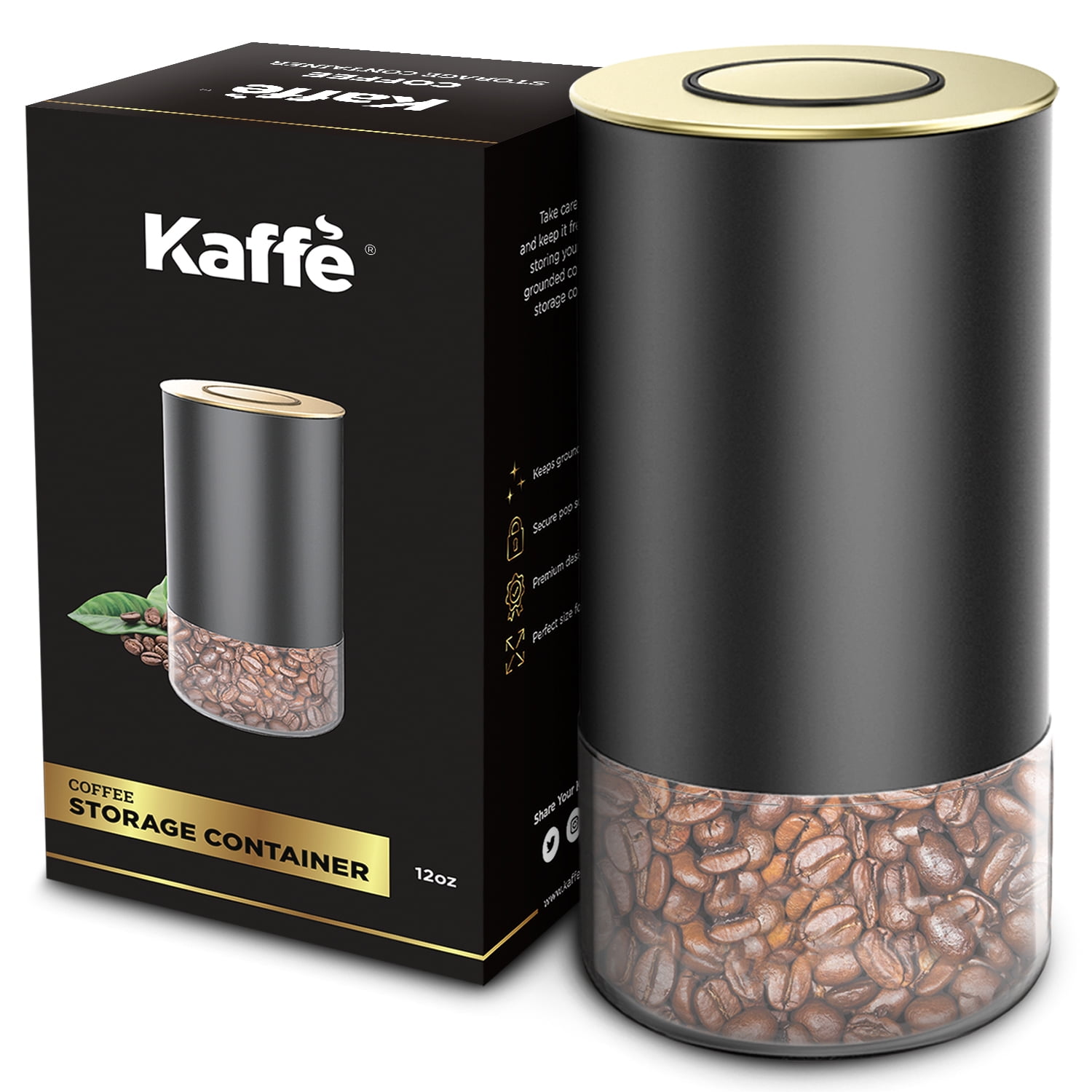 Kaffe Coffee Canister, Perfect Coffee Container Airtight, Smart Coffee ...