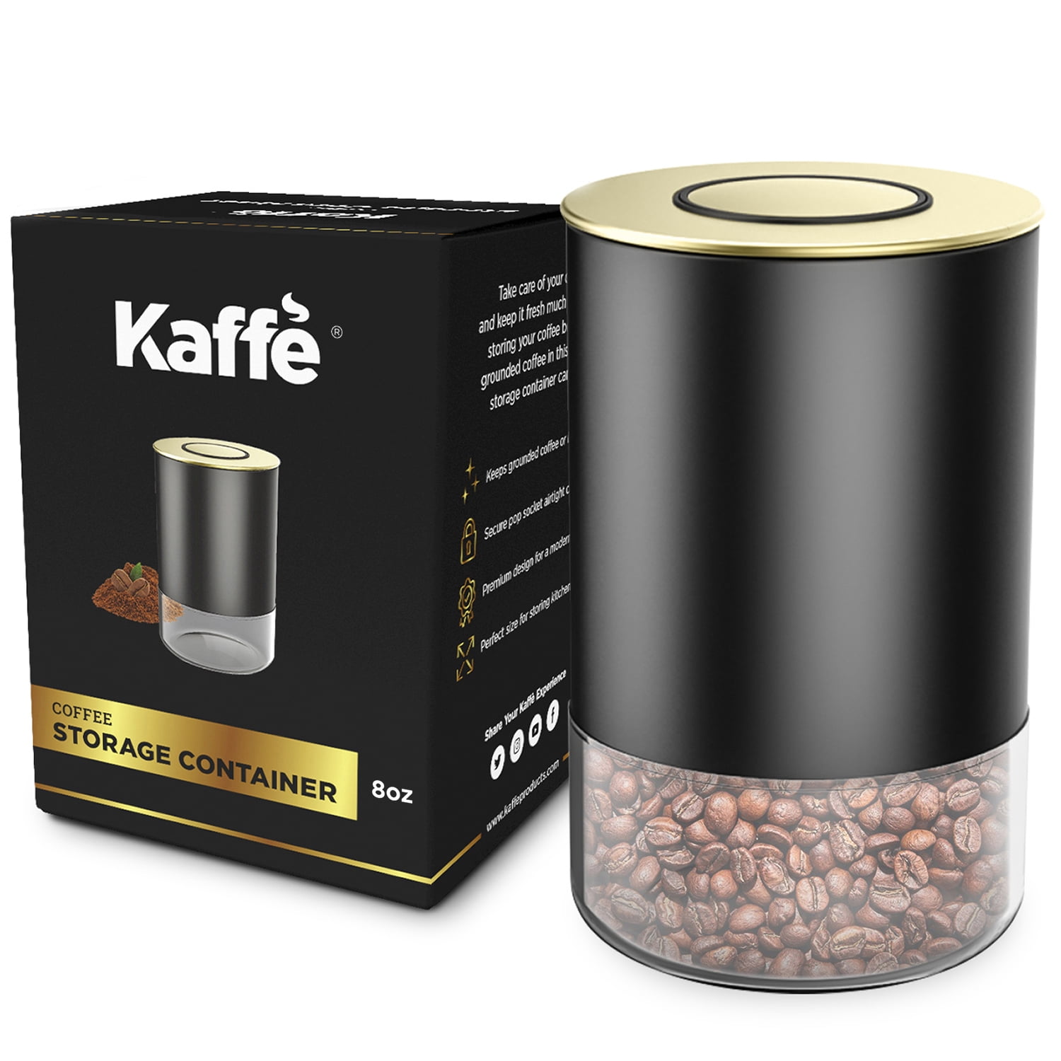 Kaffe Coffee Canister, Perfect Coffee Container Airtight, Smart Coffee ...