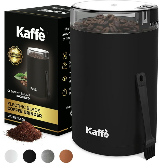 Kaffe Electric Coffee Grinder (3.5oz Capacity) with Free Cleaning Brush ...