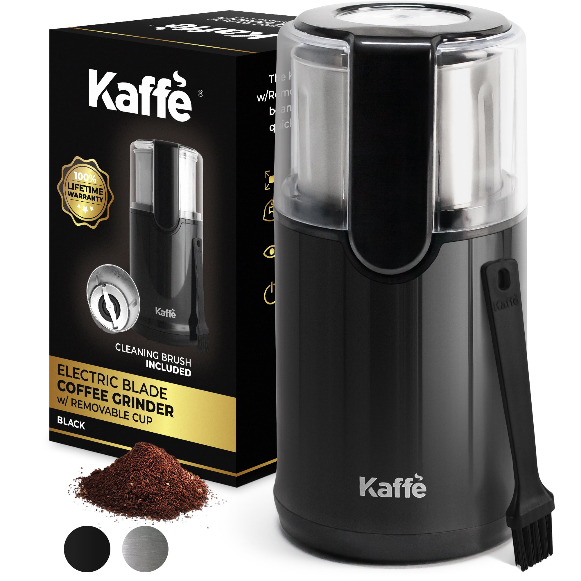 Kaffe Electric Coffee Bean Grinder with Removable Cup, 14-Cup Capacity ...