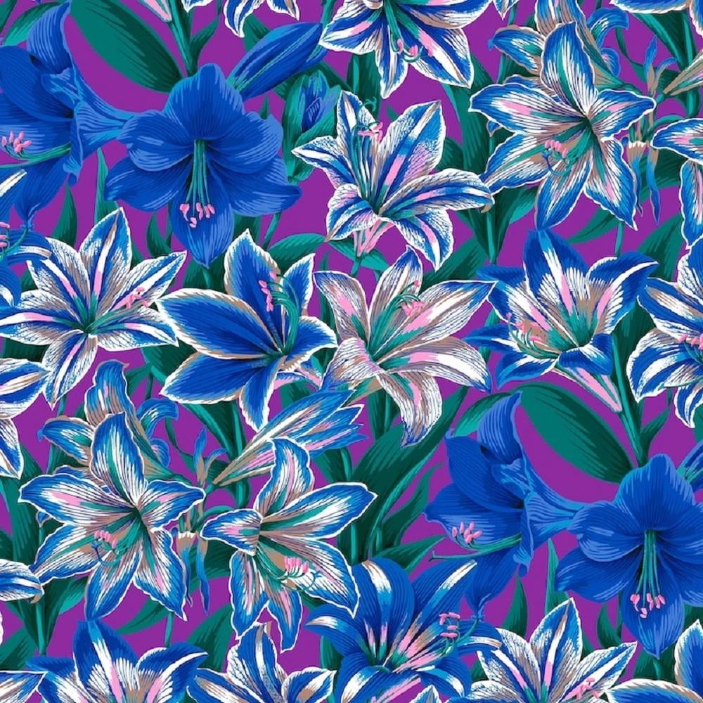 Kaffe Fassett, Amaryillis Floral Fabric - Blue - Walmart.com