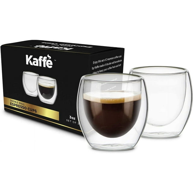 Kaffe Small Glass Espresso Cups,Espresso Shot Cups, 3oz , Set of 2 ...
