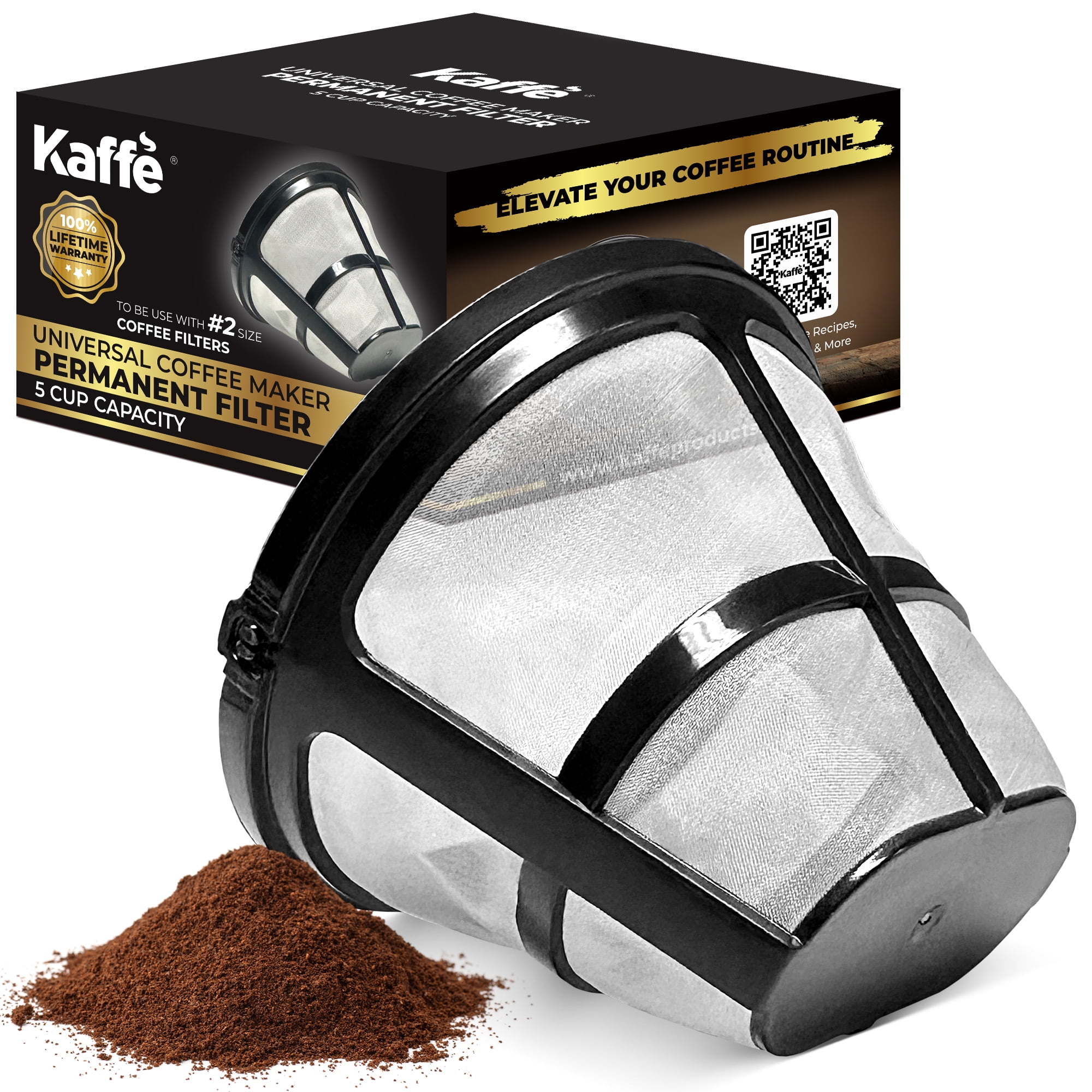 Kaffe Universal Permanent Coffee Filter – Reusable Mesh Filter for 5 ...