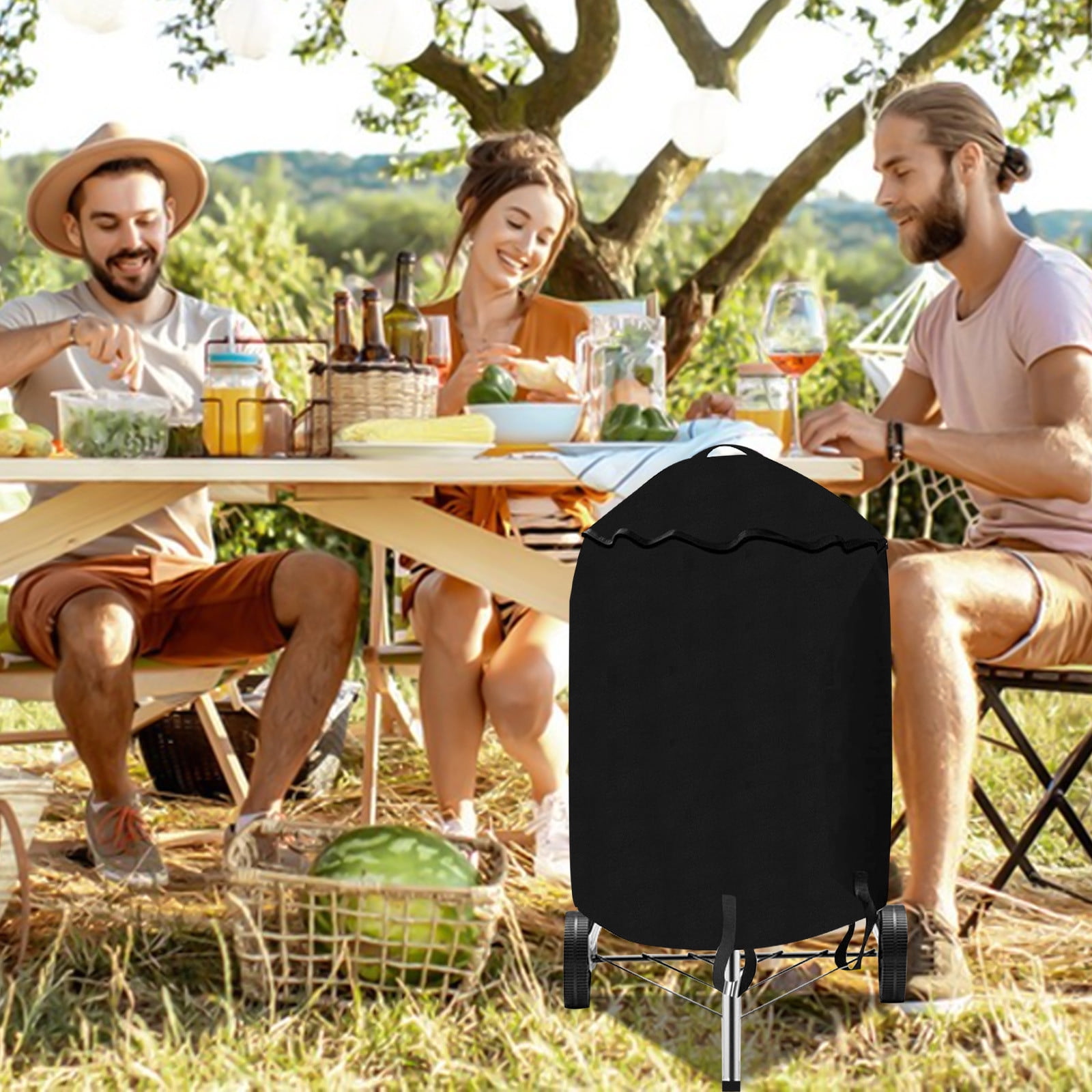 Kafsov 22-Inch Kettle BBQ Gas Grill Cover with Adjustable Straps and ...