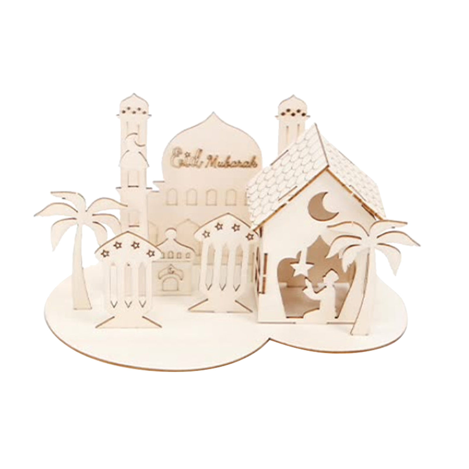 Kafsov Eid Mubarak Wooden Decoration, Lesser Bairam Festive DIY Puzzle ...