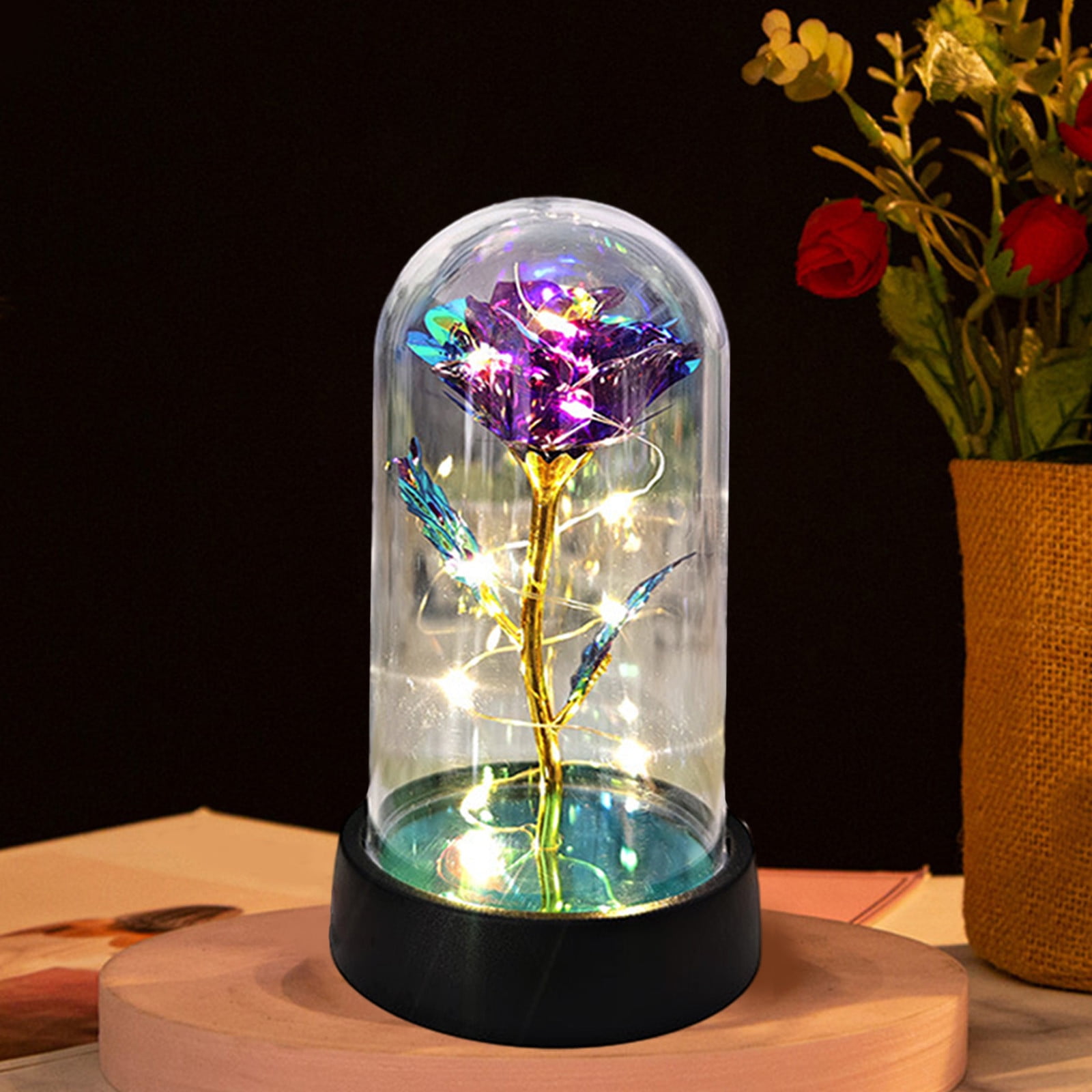 Kafsov Galaxy Rose LED Light Gift, Colorful Preserved Flower in Glass ...