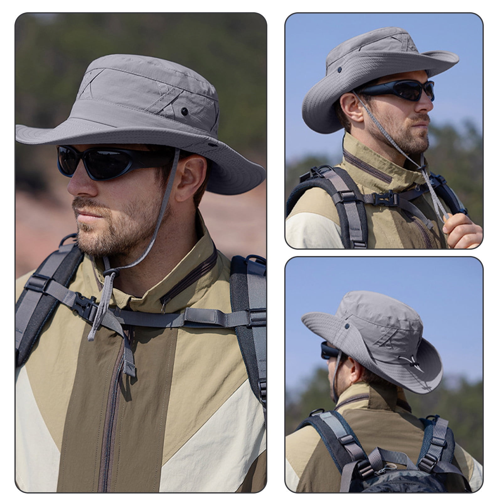 Kafsov Men's Outdoor Adventure Hat Breathable Nylon Sun Protection with ...