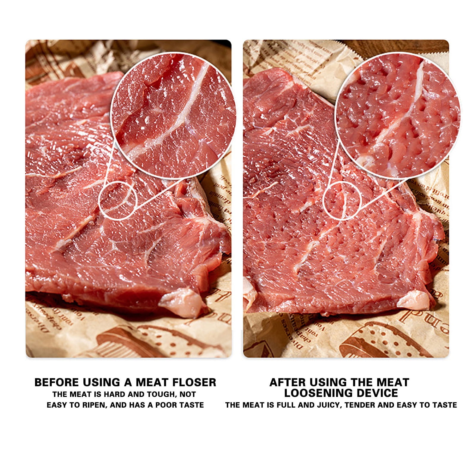 Kafsov Professional Meat Tenderizer with 21 Stainless Steel Prongs ...