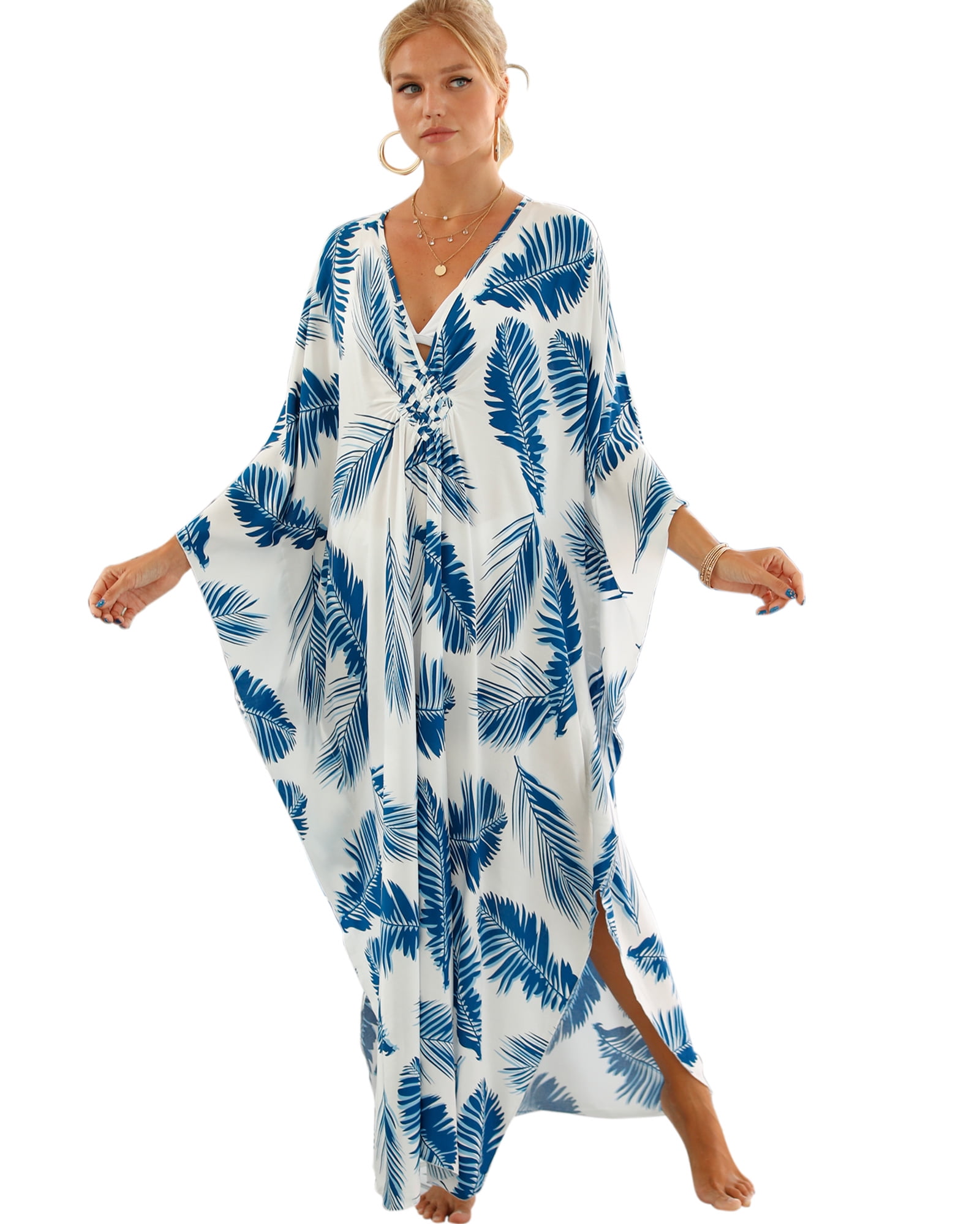 Kaftan Dresses for Women Fancy Long Caftans Loungewear Plus Size moomoo Dress Loose Bathrobe ...