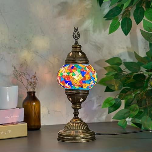 Kafthan 14.5" Victorian Turkish Brass Table Lamp with Geometric Shaped ...