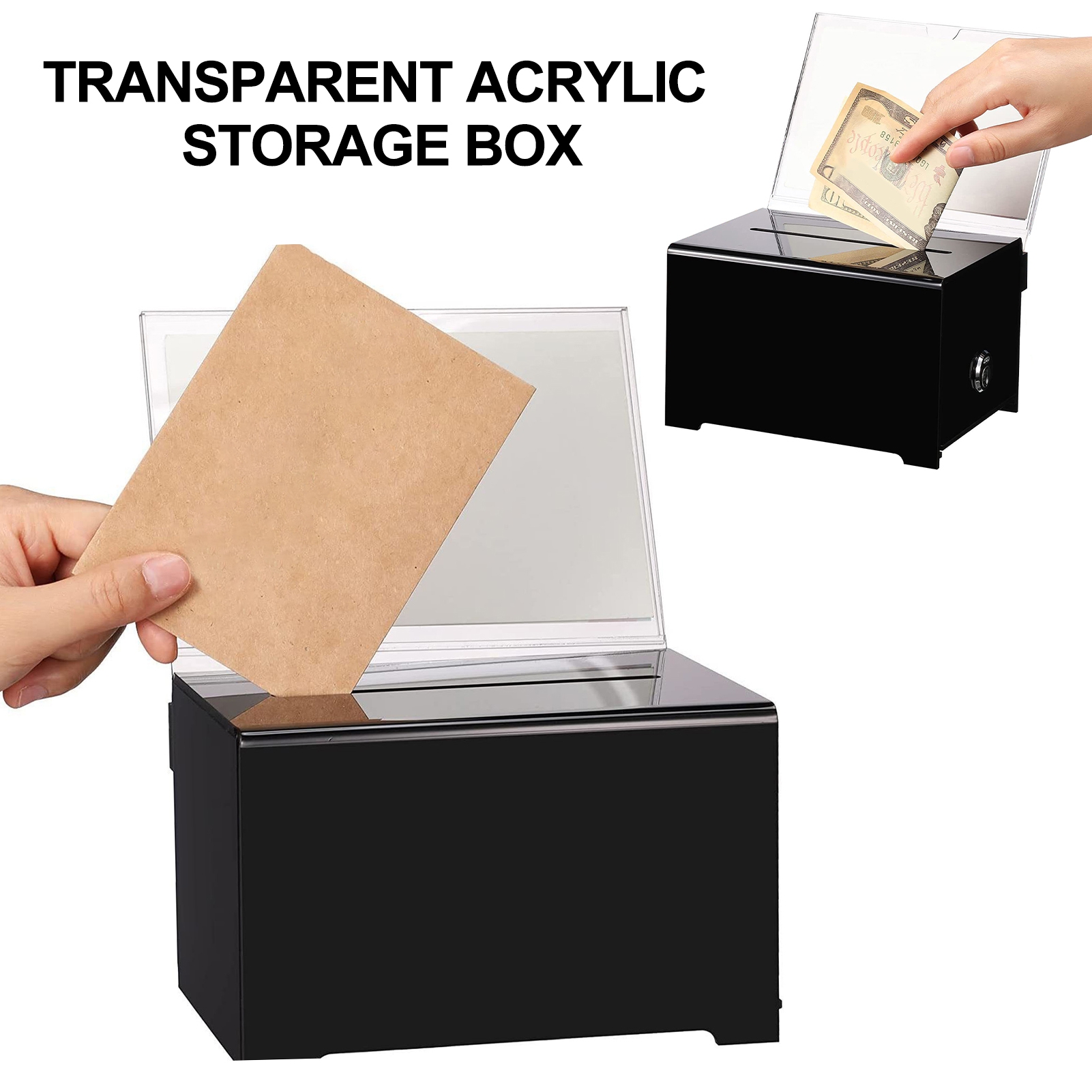 Kafvhsty Acrylic Donation Box, with Lock and Large Capacity, High ...