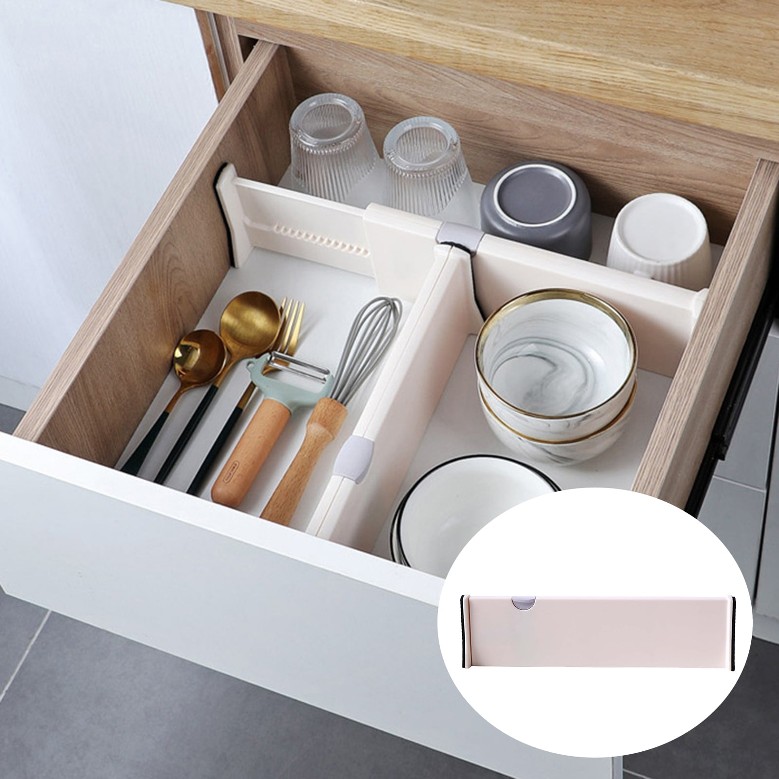 Kafvhsty Snap-on Button EVA Drawer Organizer - Retractable Adjustable ...