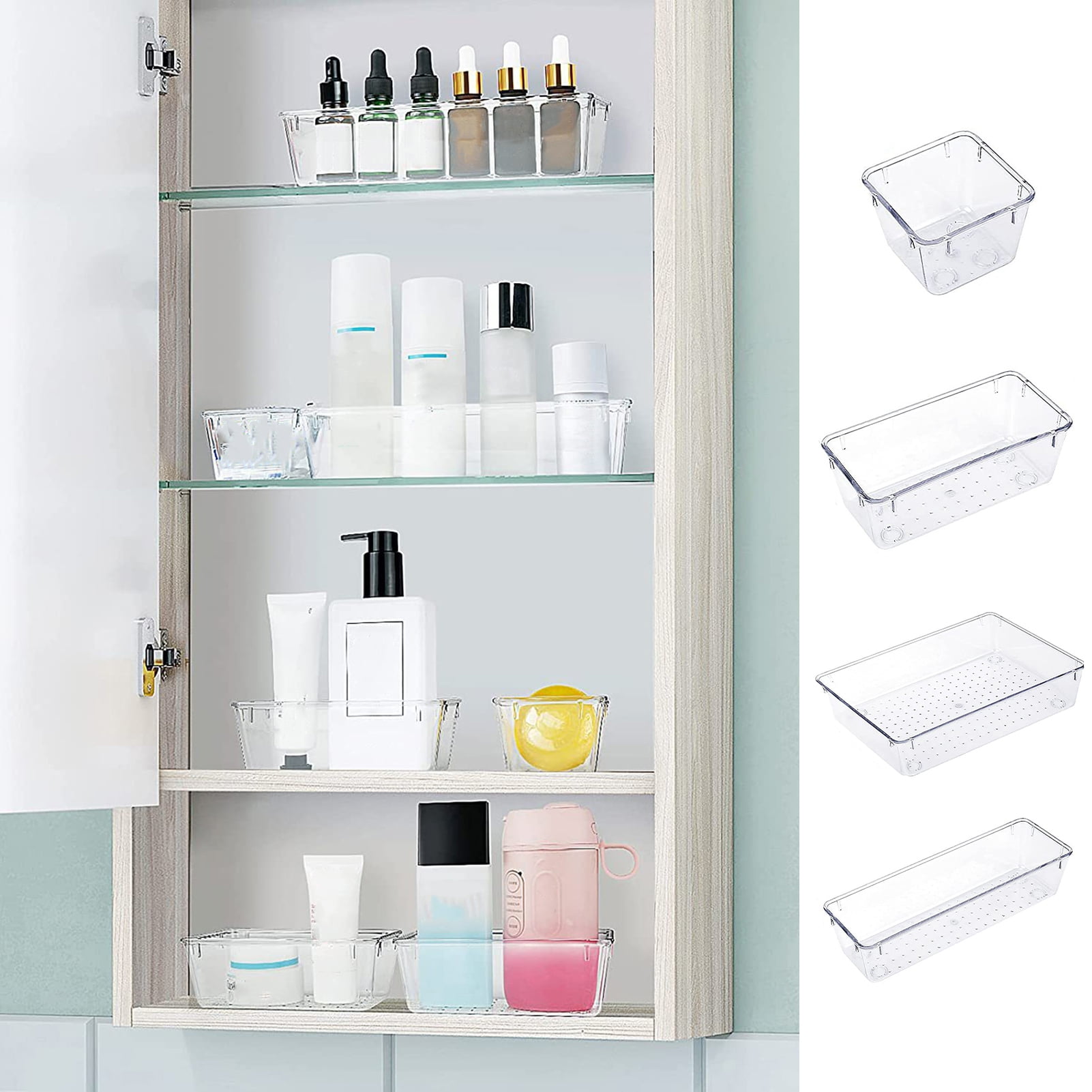 Kafvhsty Transparent Drawer Storage Box with Drain Holes - Clear ...