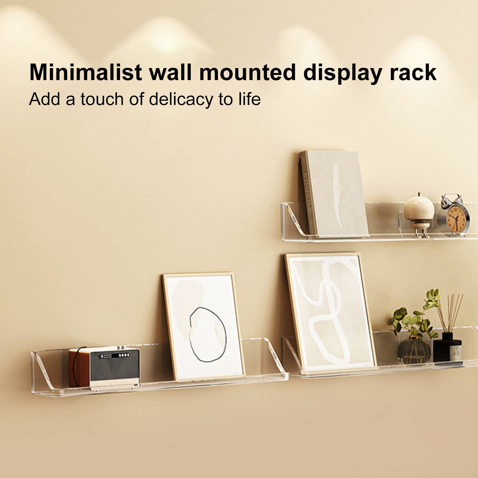 Kafvhsty Transparent Floating Wall Shelf - Self-Adhesive with Strong ...