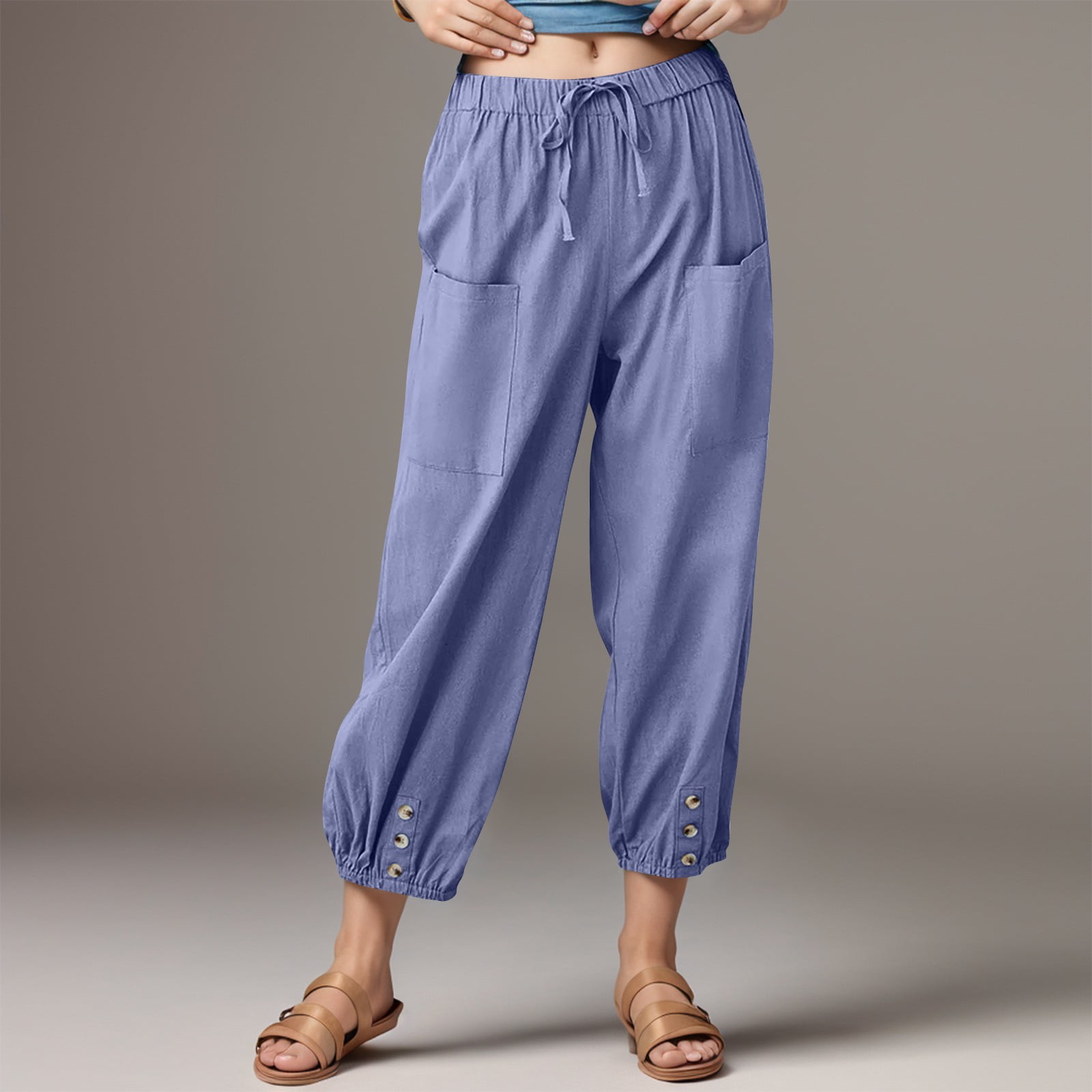 Kagetolytai Pants for Women Women's Fashionable Solid Color Cotton ...