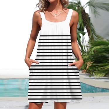 Time and Tru Women's Sleeveless Knit Swing Dress, Sizes XS-XXXL ...