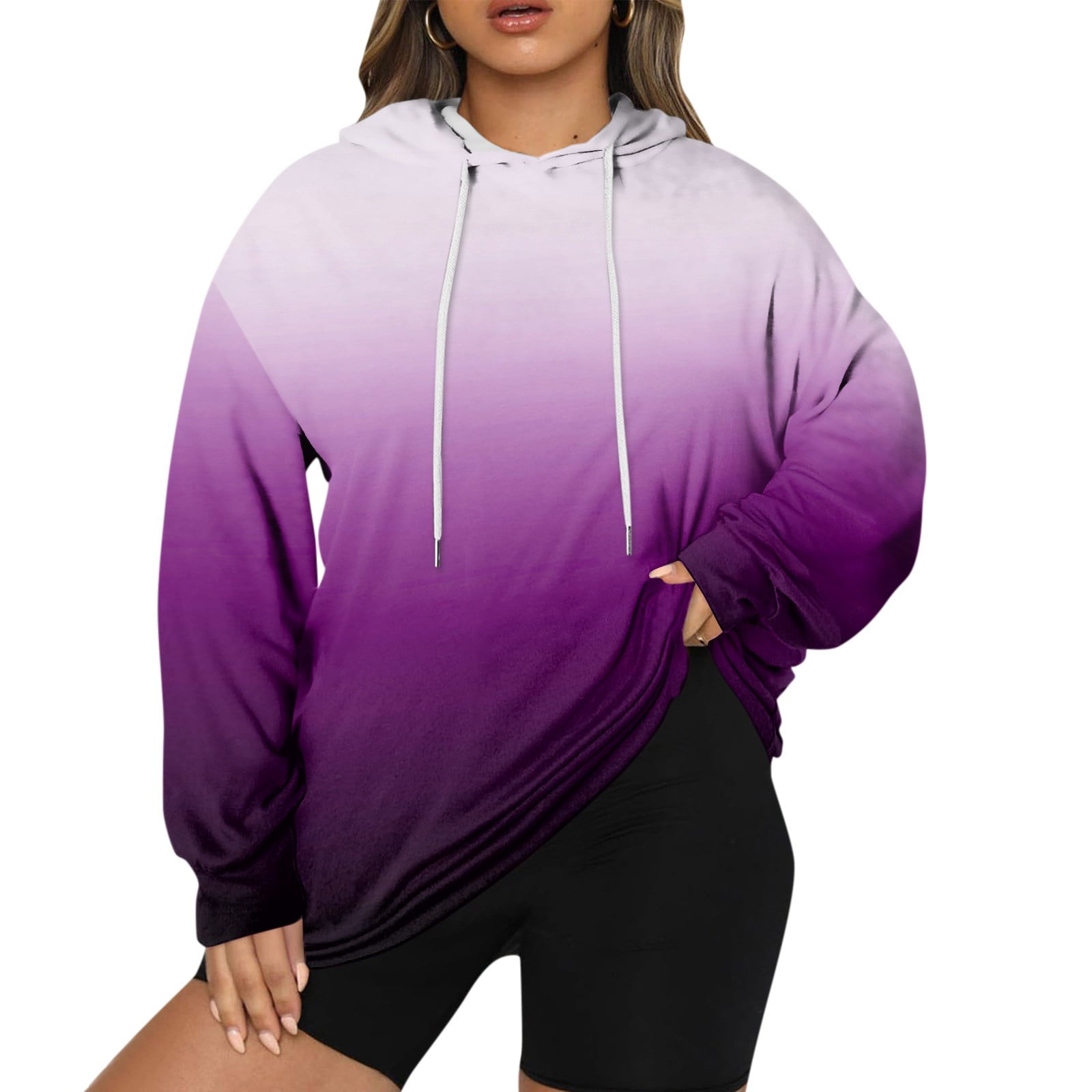 Kagetolytai Sweaters for Women Women Plus Size Pullover Hoodie Printed ...