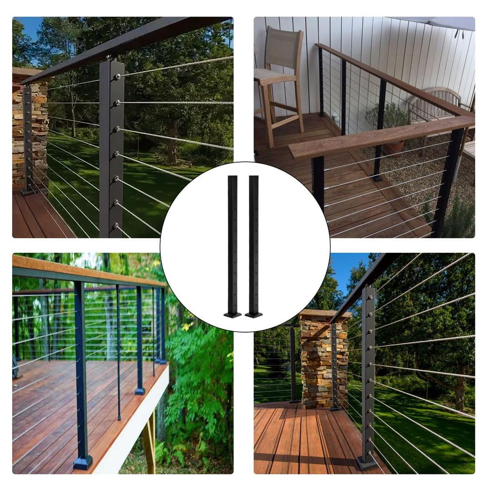 Kagrote 2 Set Cable Railing Post, 41-Inch Square Drilled Railing ...