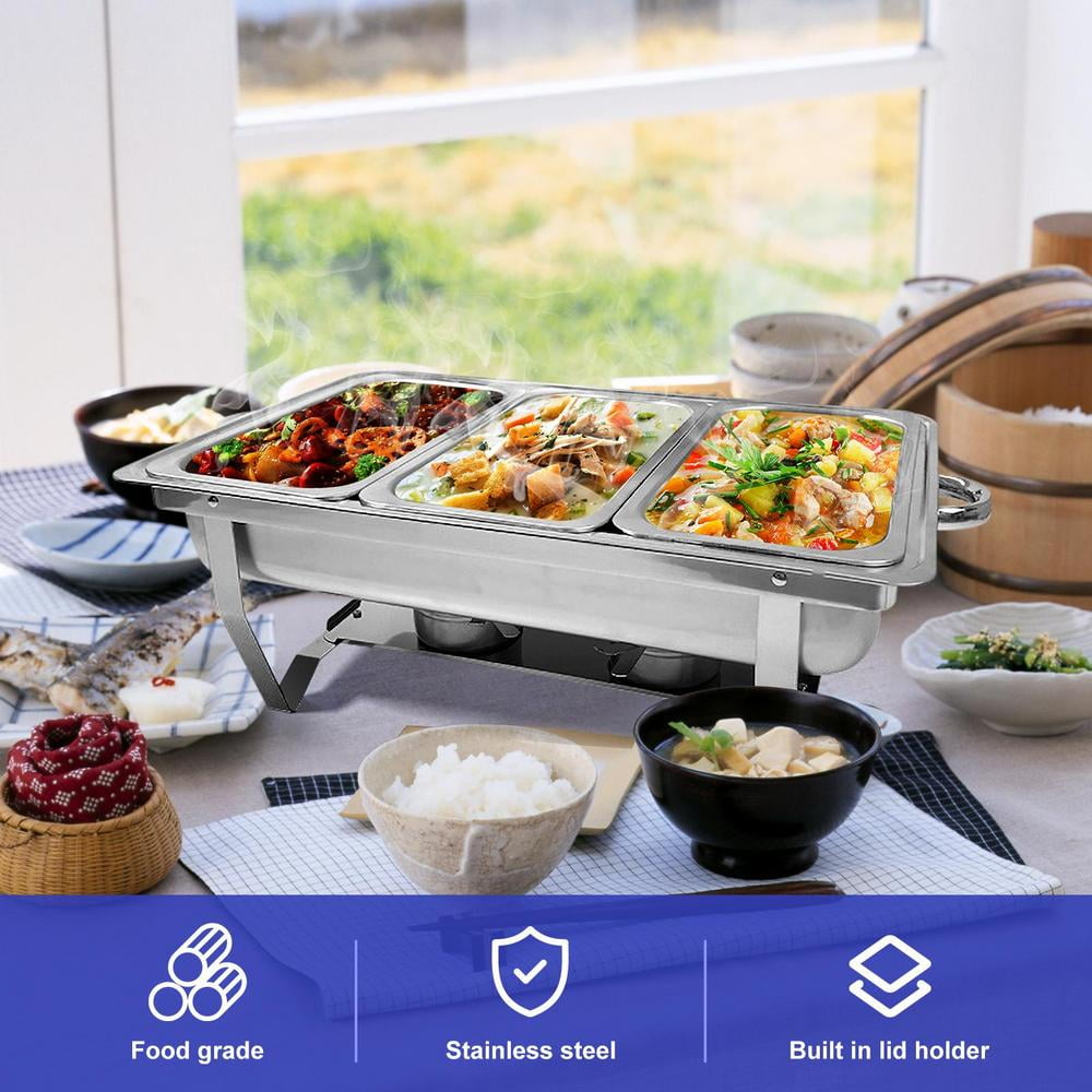 Kagrote Chafing Dish Buffet Set Square Stainless Steel Non Stick ...