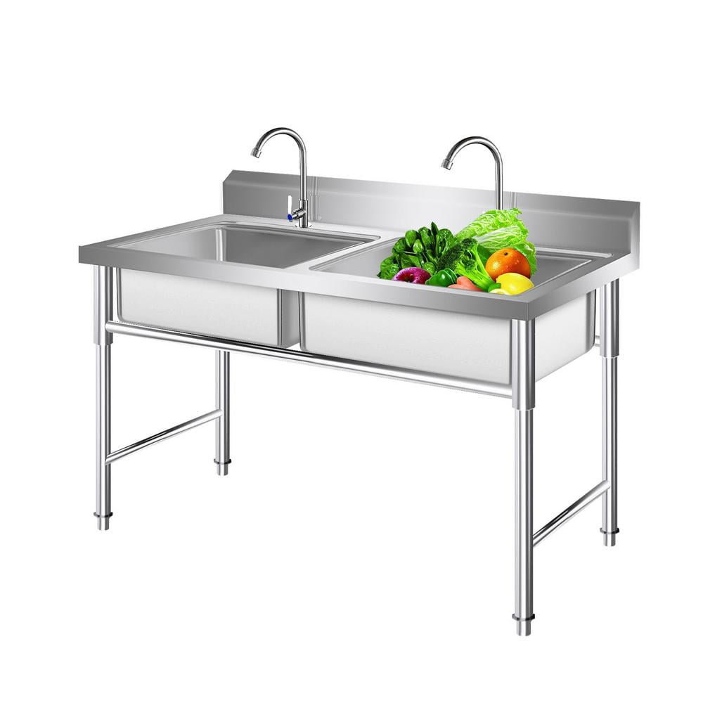 Kagrote Commercial Stainless Steel Sink Anti-Rust Double-Bowl Utility ...