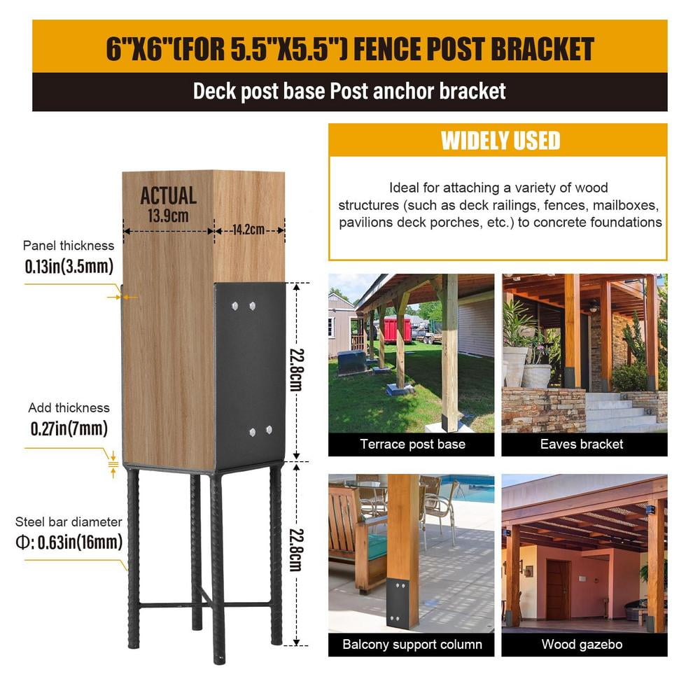 Kagrote Deck Post Base 4-Pack, Heavy Duty Galvanized U Bracket, 4x4 ...