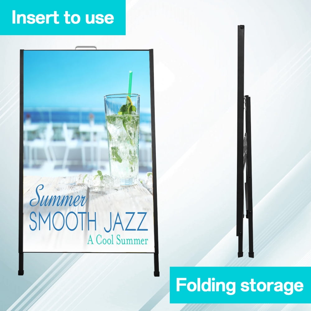 Kagrote Foldable Single Sided A-Frame Sign Holder, Stainless Steel ...