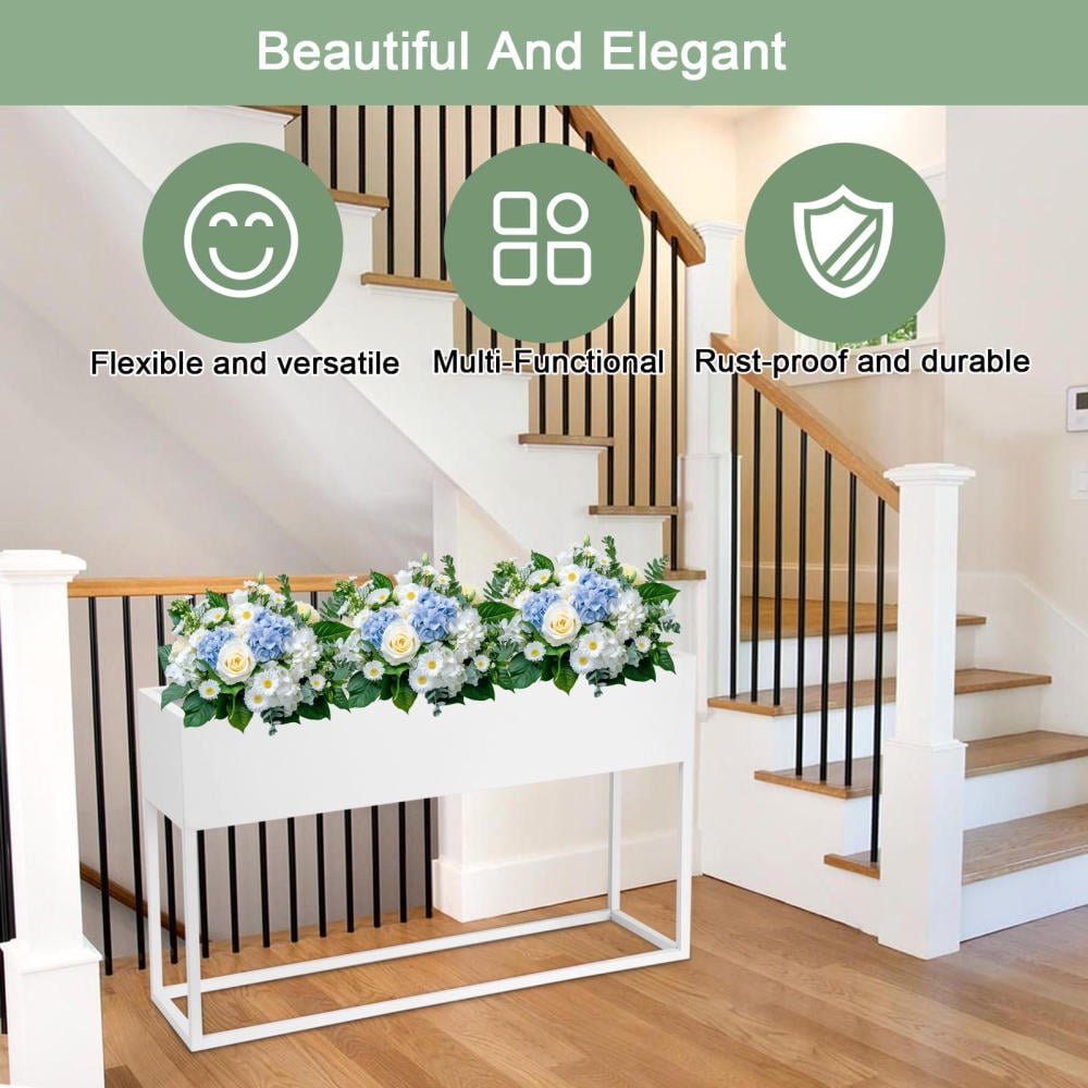 Kagrote Large Rectangle Flower Planter Box, Durable Iron Construction Easy Assembly Trough ...