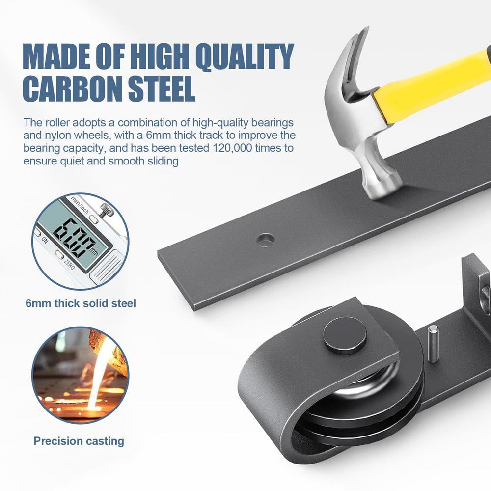 Kagrote Barn Doors Rail Carbon Steel Hardware Kits Set Rail Sliding ...