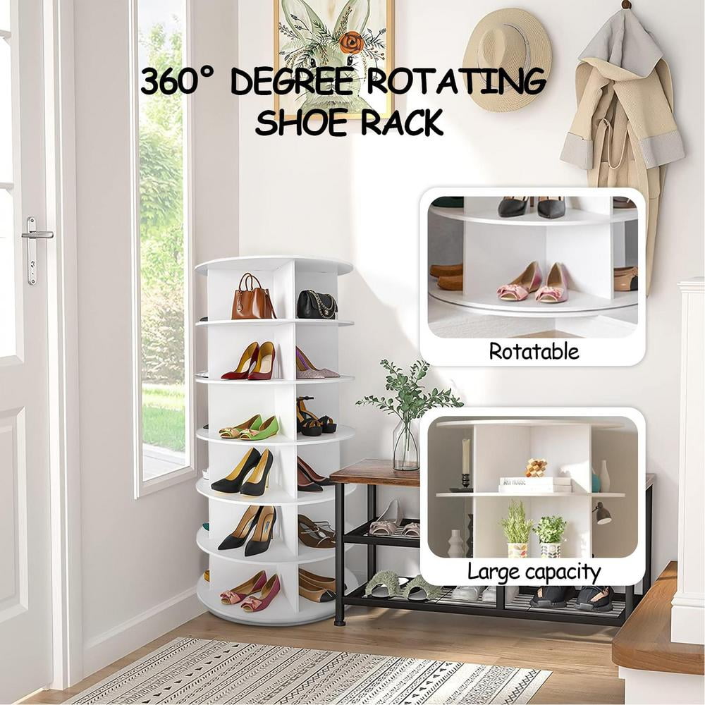Kagrote Revolving Entryway Shoerack, 6-Tier Rotating Shoe Tower, Space ...
