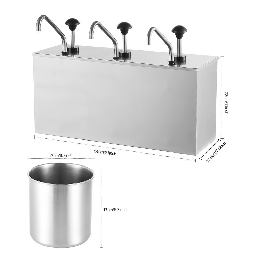 Kagrote Stainless Steel Trio Sauce Dispenser Commercial Condiment Pump ...