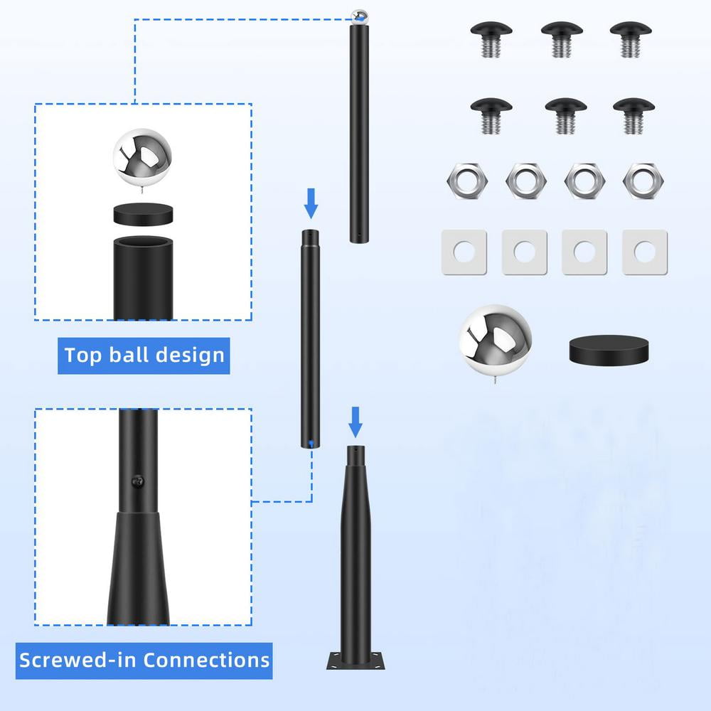 Kagrote Street Light Pole, Galvanized Steel Metal Pole, 16.4-Inch ...