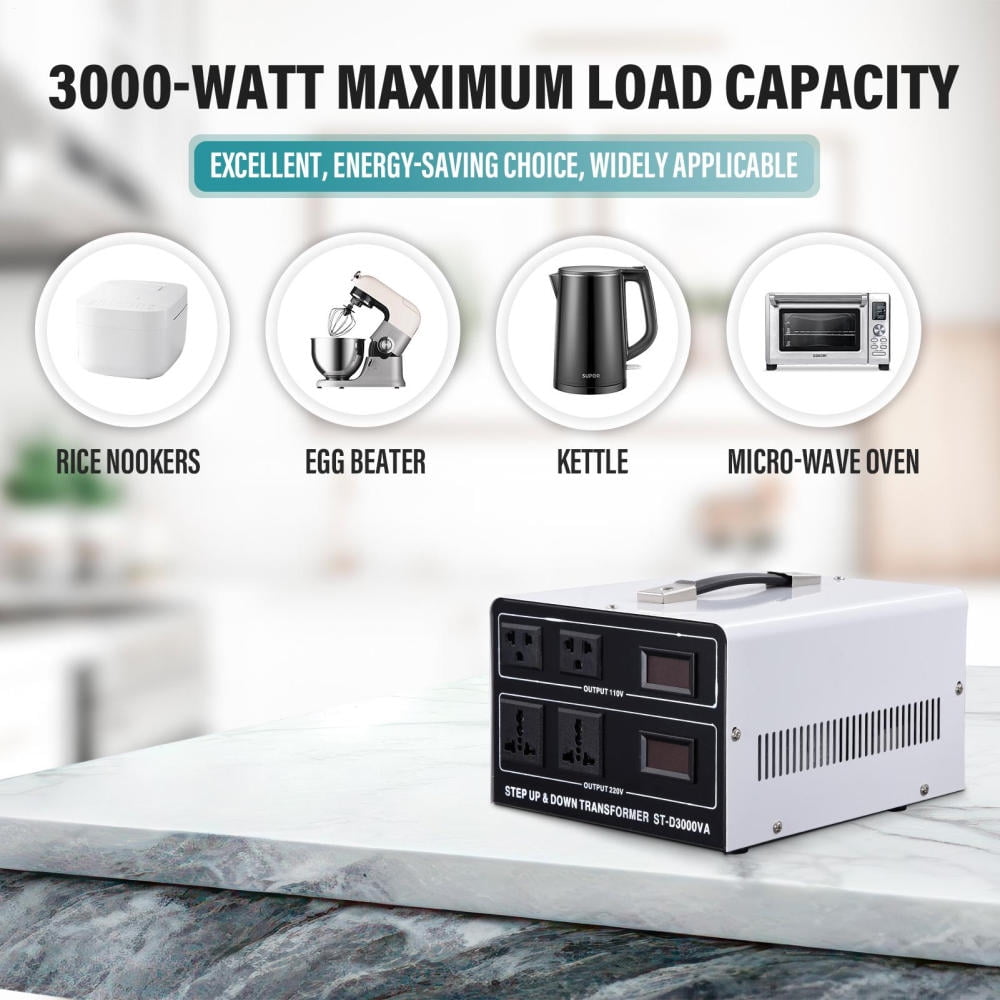Kagrote Voltage Converter 110V-220V Step Up/Down Transformer, 3000W 4 ...