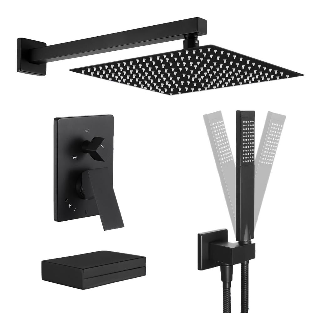 Kagrote Waterfall Shower Head with Handheld Bathtub Shower Combo Shower ...