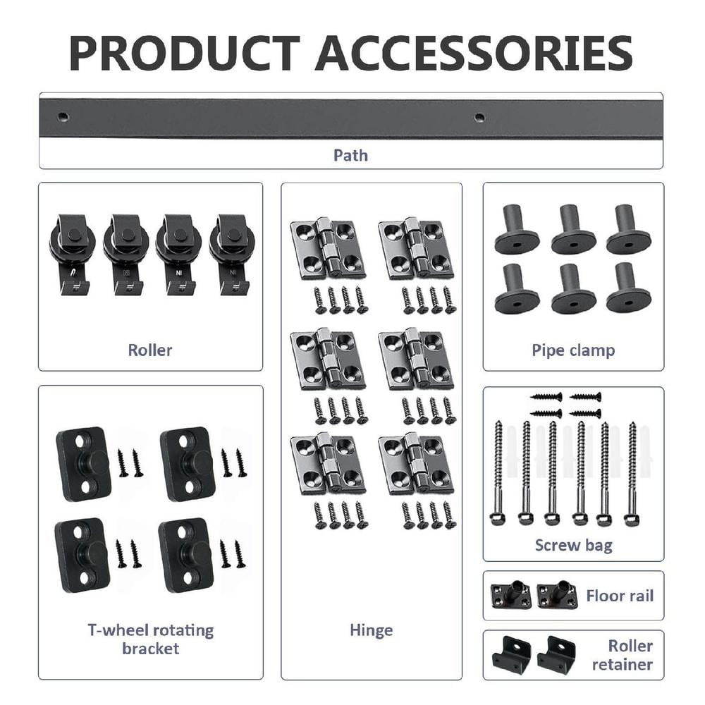 Kagrote Wear Resistance Barn Door Hardware Kit for Double Door, Heavy ...