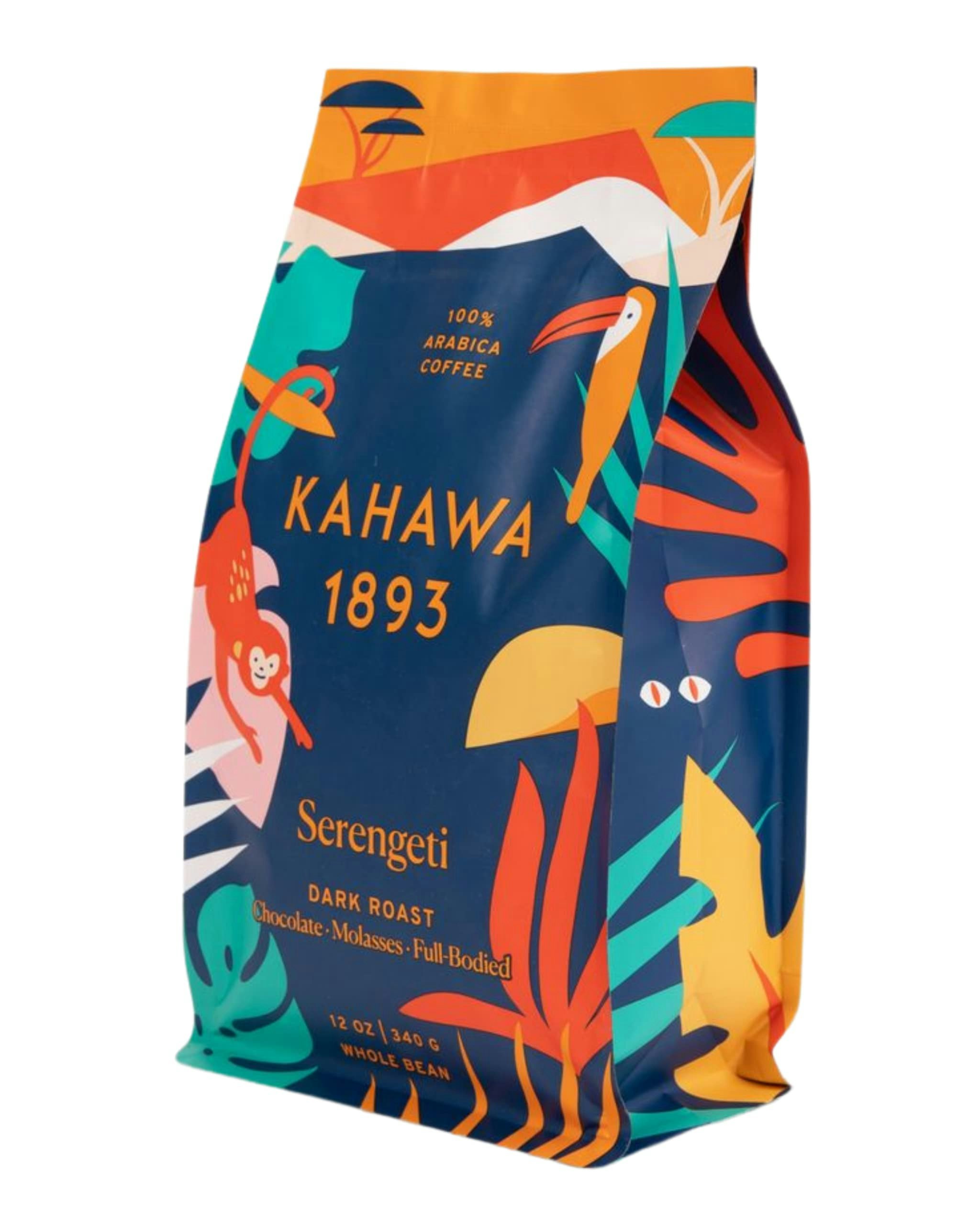 Kahawa 1893 Coffee Whole Bean Dark Roasted Serengeti 12 oz (Pack of 6 ...