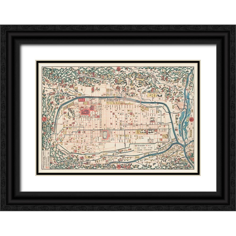 Kahei, Takebara 14x11 Black Ornate Wood Framed with Double Matting ...