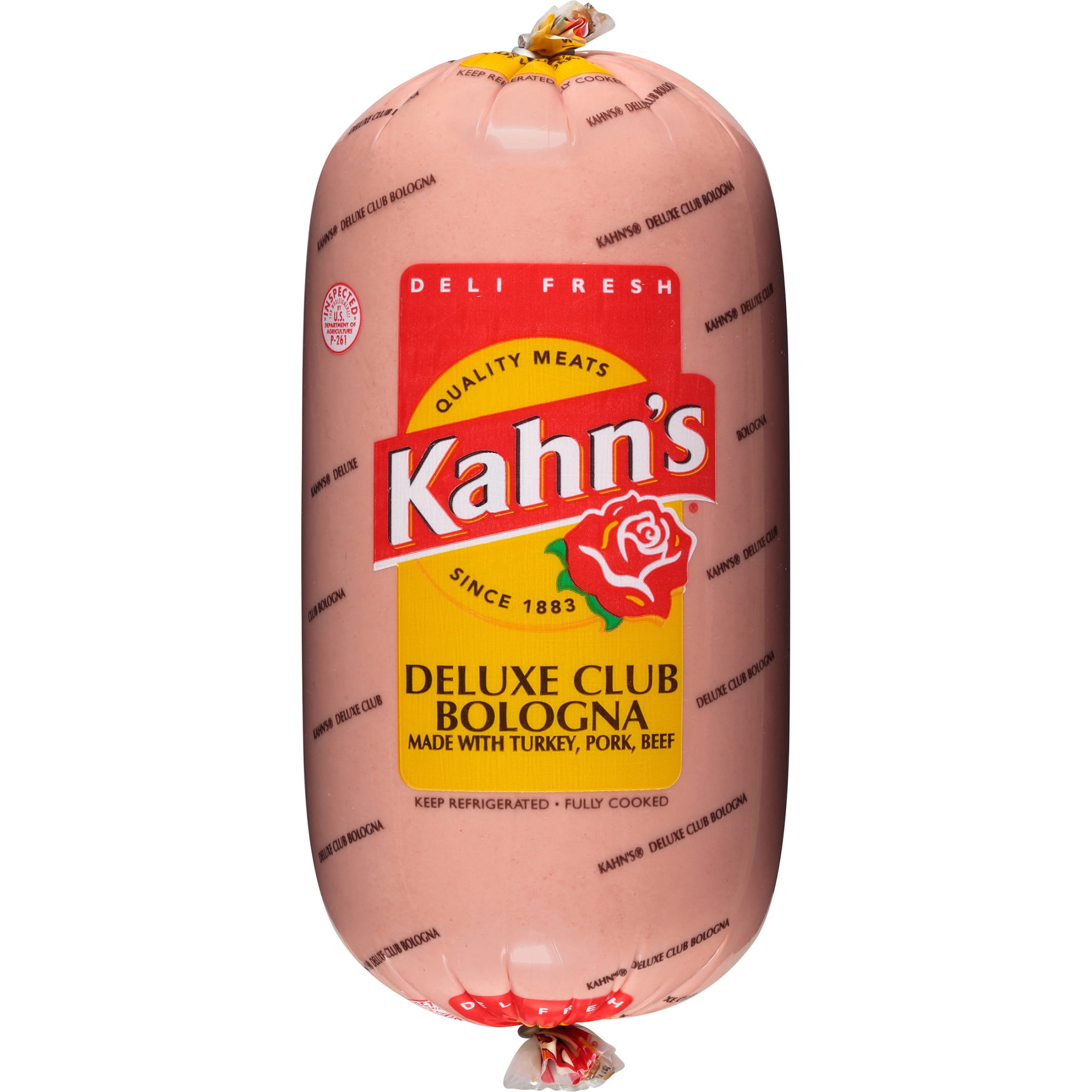 Kahn's Deli Fresh Deluxe Club Bologna Made with Turkey, Pork, Beef ...