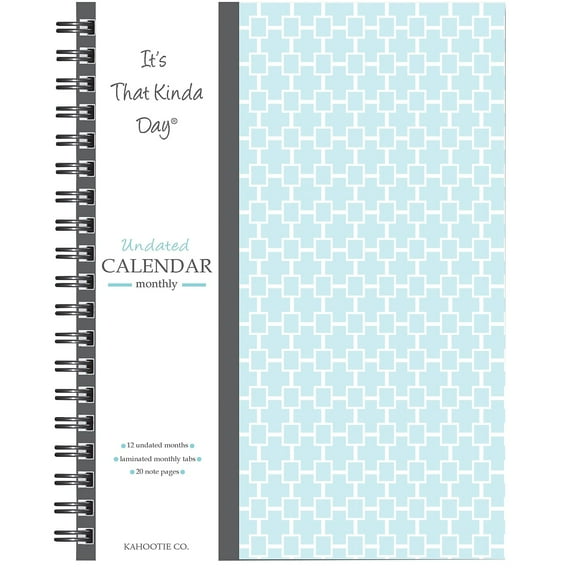 Kahootie Co. Kahootie Co Undated Monthly Calendar 9" x 11.5" Teal ...