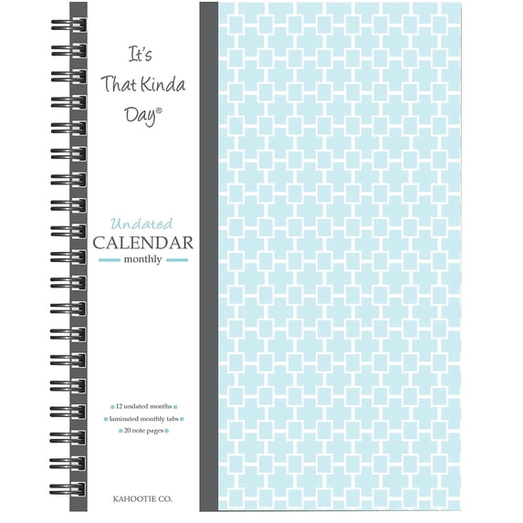 Kahootie Co. Kahootie Co Undated Monthly Calendar 9" x 11.5" Teal ...