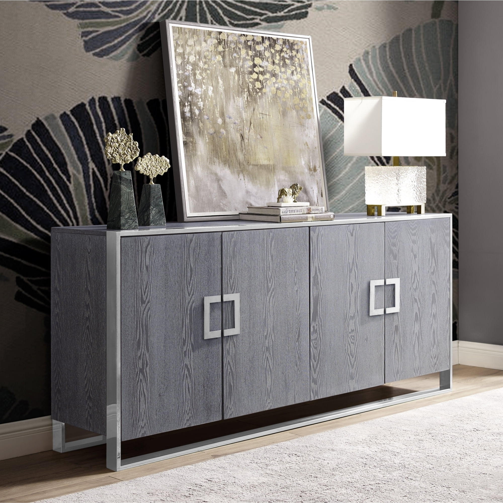 Kahula Sideboard 4 Doors Stainless Steel Handle Adjustable Shelves ...