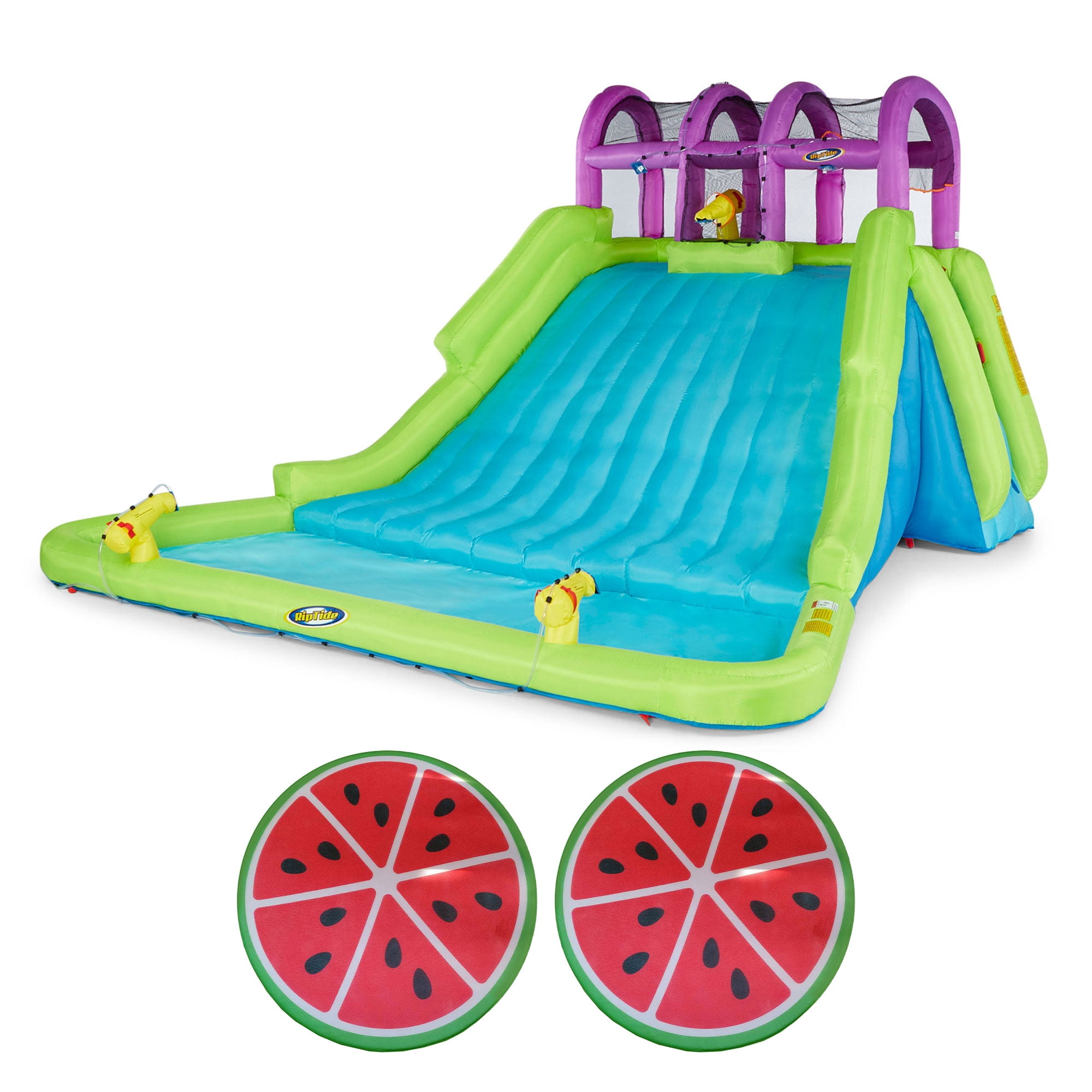 Kahuna Mega Blast Water Park & Comfy Floats Sun Disc, Watermelon (2 ...