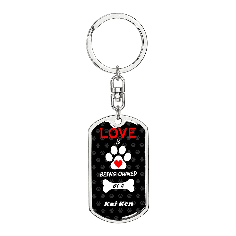 Kai Ken Stainless Steel or 18k Gold Premium Swivel Dog Tag Keychain ...