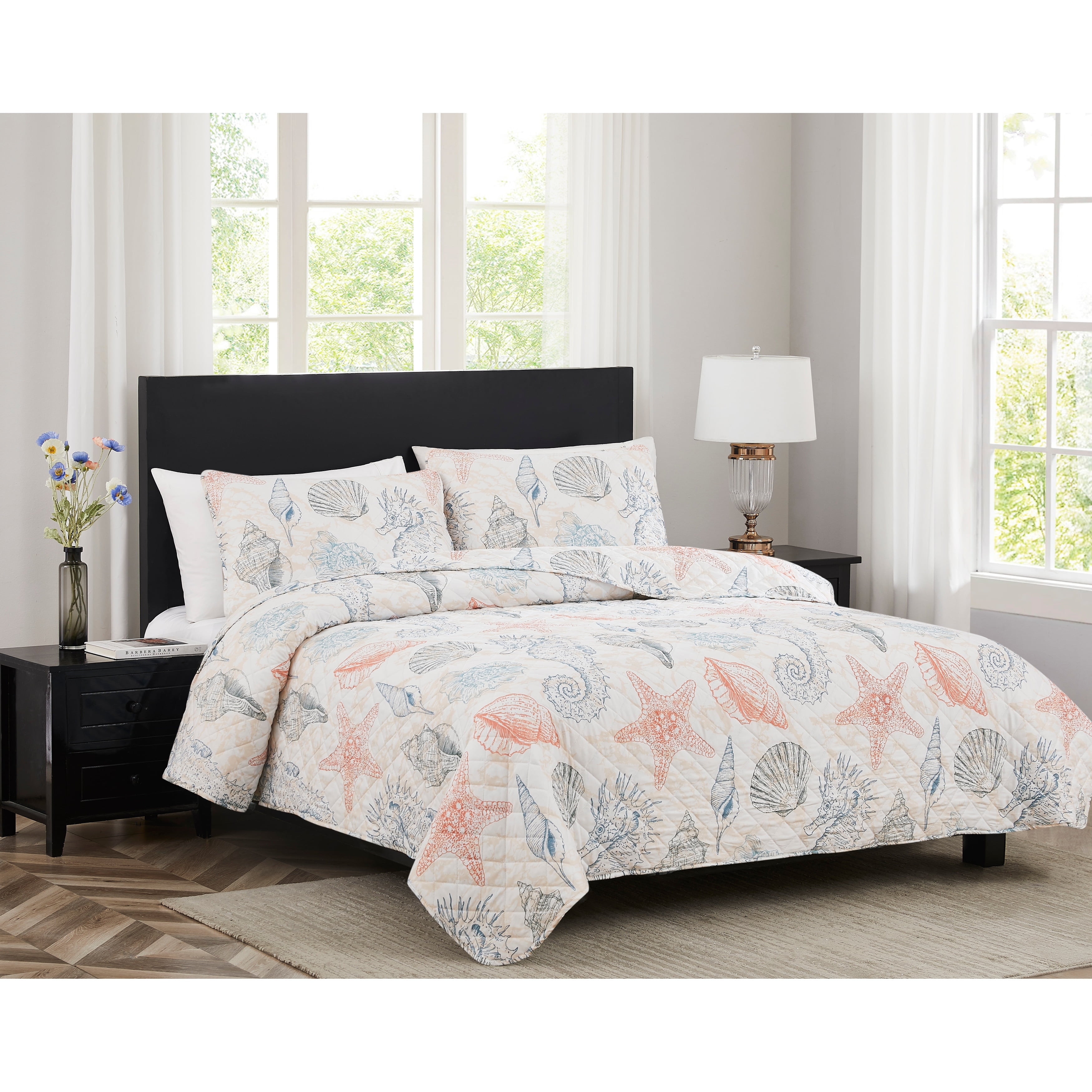 Kai Seashell Coastal Starfish Stitched Quilt King - Walmart.com