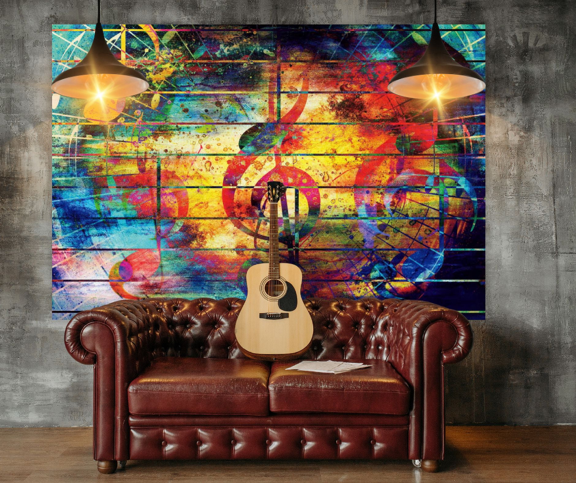 KaiSha LED Tapestry Wall Hanging; Music Lovers Pop Art Retro Guitar ...
