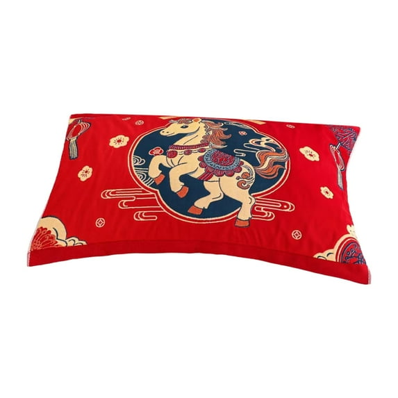KaiXunRui Year Of Cotton Pillowcase (78*50cm) New Year Red Design With ...